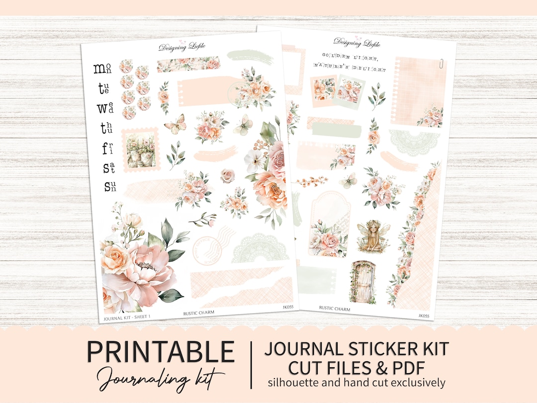 Printable Journal Sticker Kit - Rustic Charm - Any Planner - Etsy