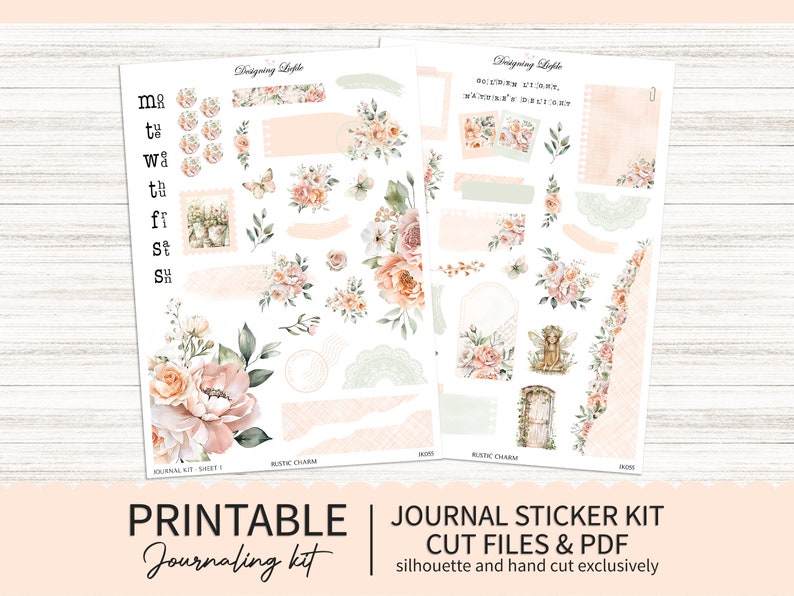 Printable Journal Sticker Kit Rustic Charm Any Planner - Etsy