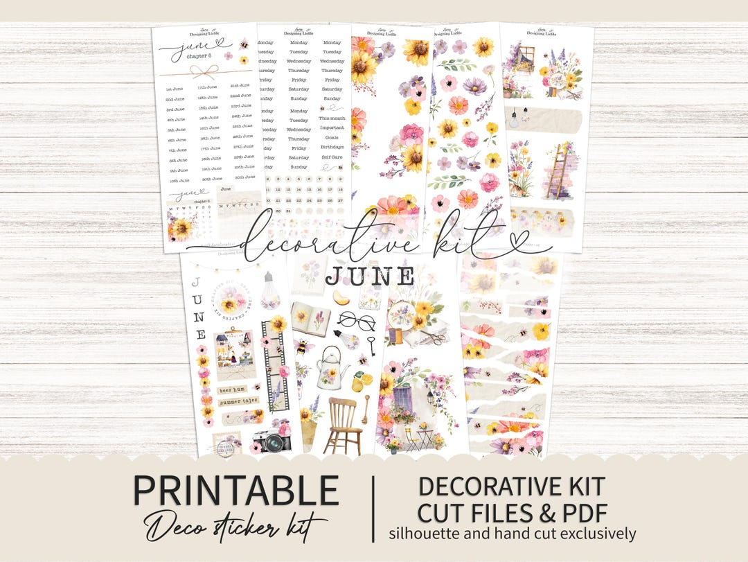 Printable June Decorative Monthly Planner Sticker Kit - Any Planner - Etsy