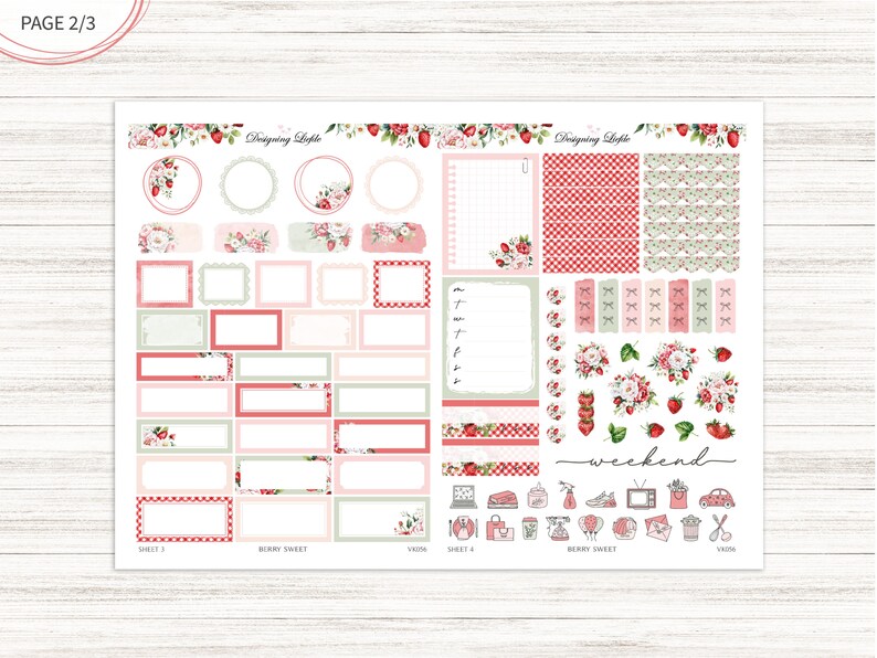 Berry Sweet Printable Weekly Planner Sticker Kit for 7X9 / A5W Vertical ...