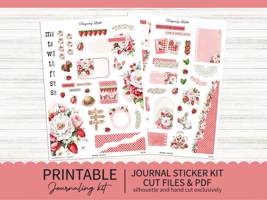 Printable Journal Sticker Kit - Berry Sweet - Any Planner - Etsy