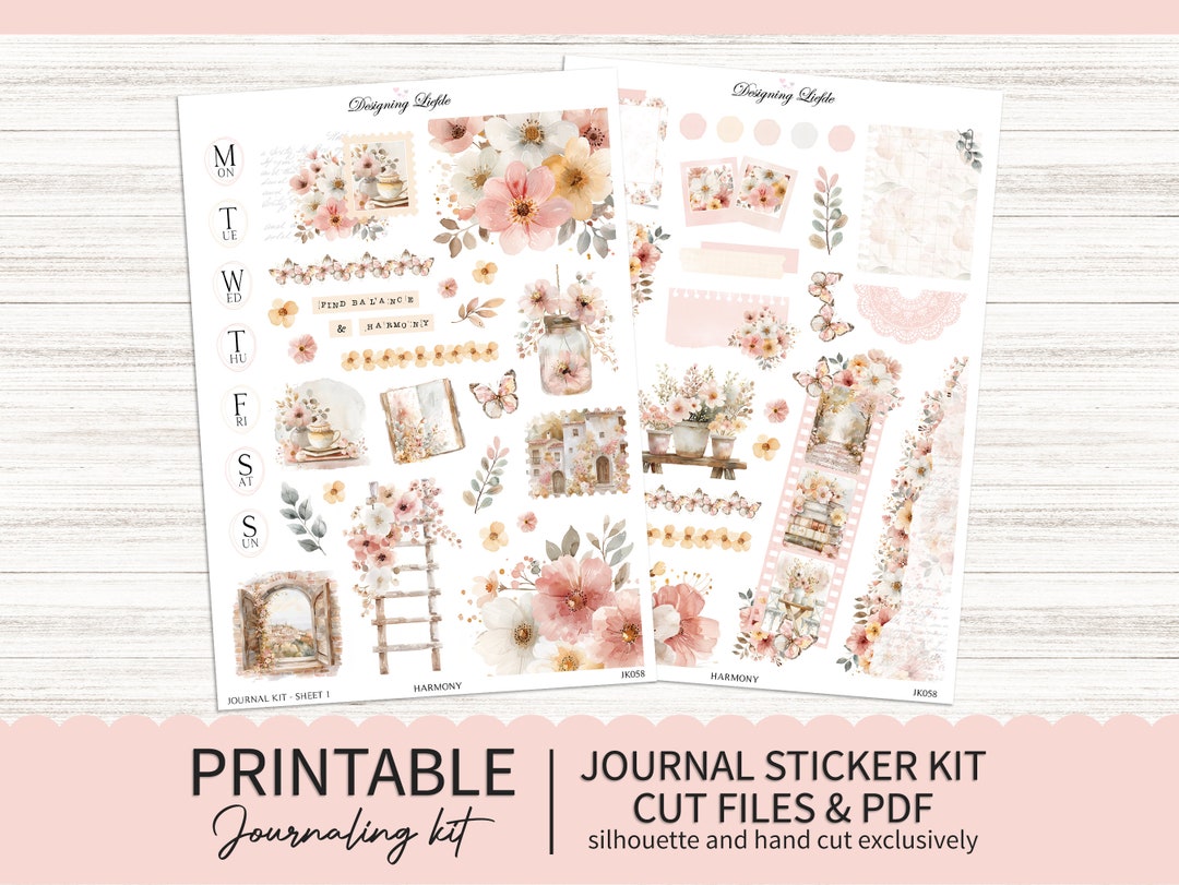Printable Journal Sticker Kit - Harmony - Any Planner - Etsy