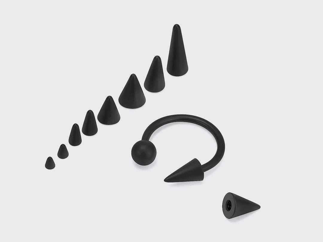 Black Spike Titanium Lip Ring: Horseshoe Barbell, Helix Jewelry 14g-18g ...
