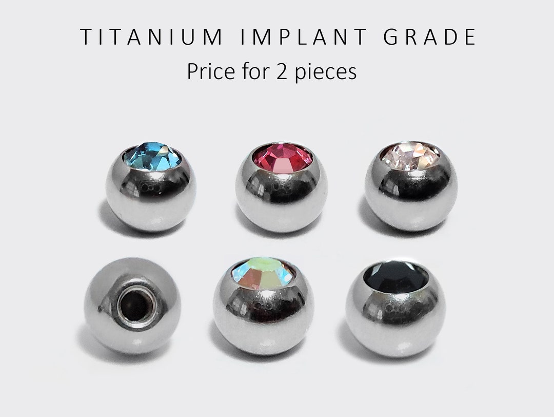Gem Ball Replacement Piercing Ball Parts, Loose Balls - Titanium ...