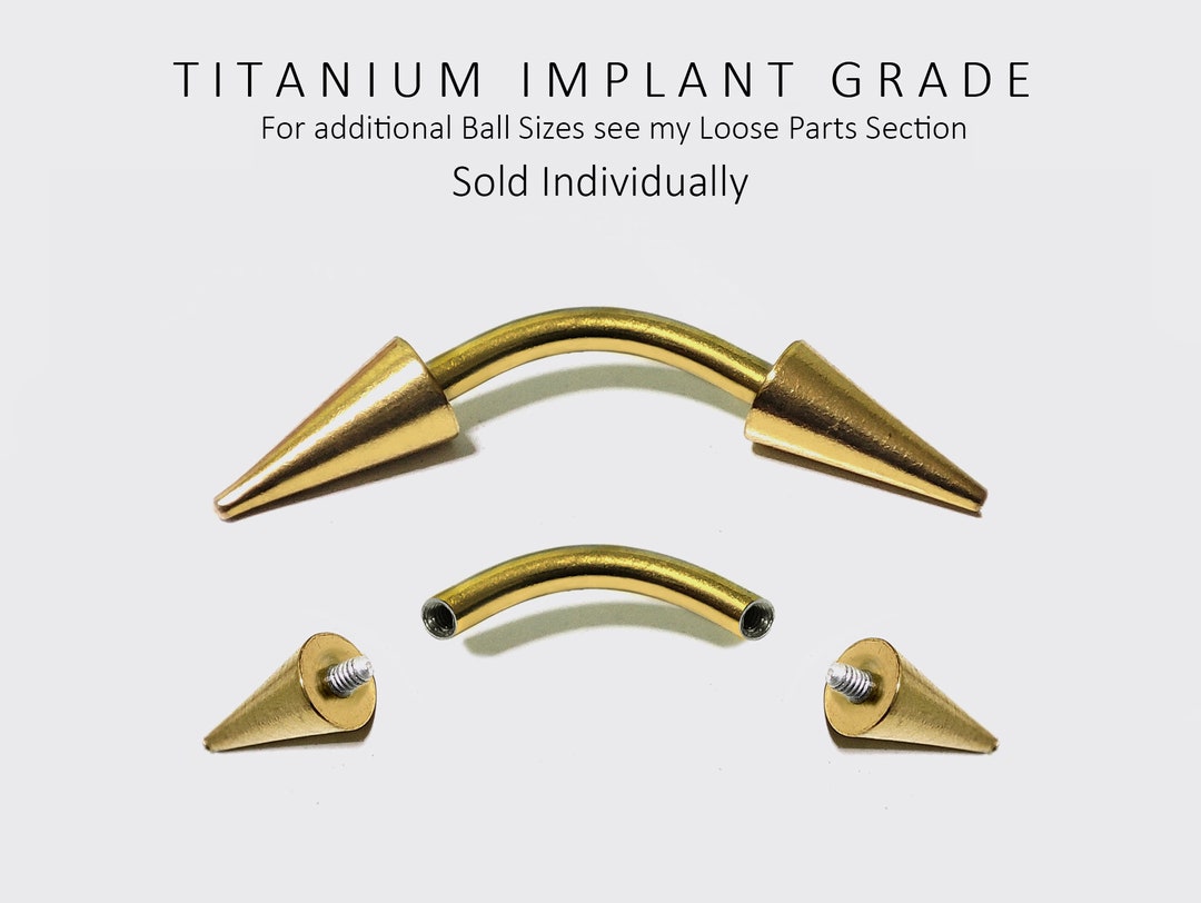 Internal Piercing Gold Spike/cone Eyebrow Piercing - Titanium Curved ...