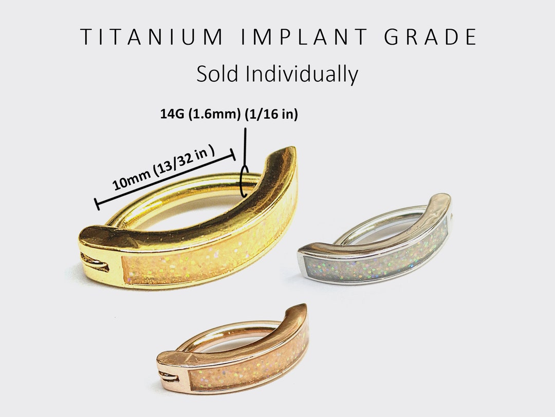 Titanium Reverse Belly Button Ring, Belly Bar With Glitter Design - 14G ...