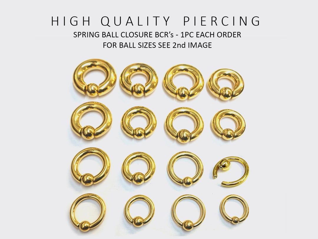 Gold Captive Bead Ring Nose Septum Ring, Prince Albert Piercing Spring ...