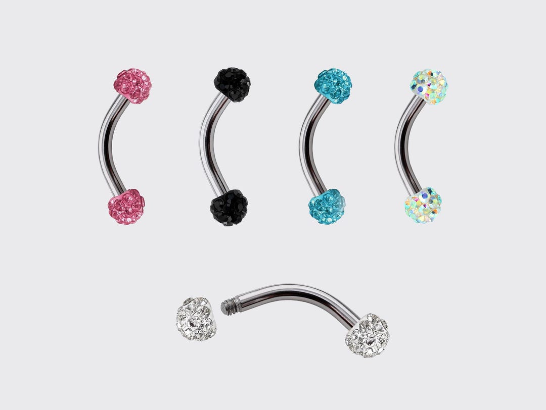 Titanium Disco Ball Lip Barbell: Vertical Labret & Eyebrow Piercing - Etsy