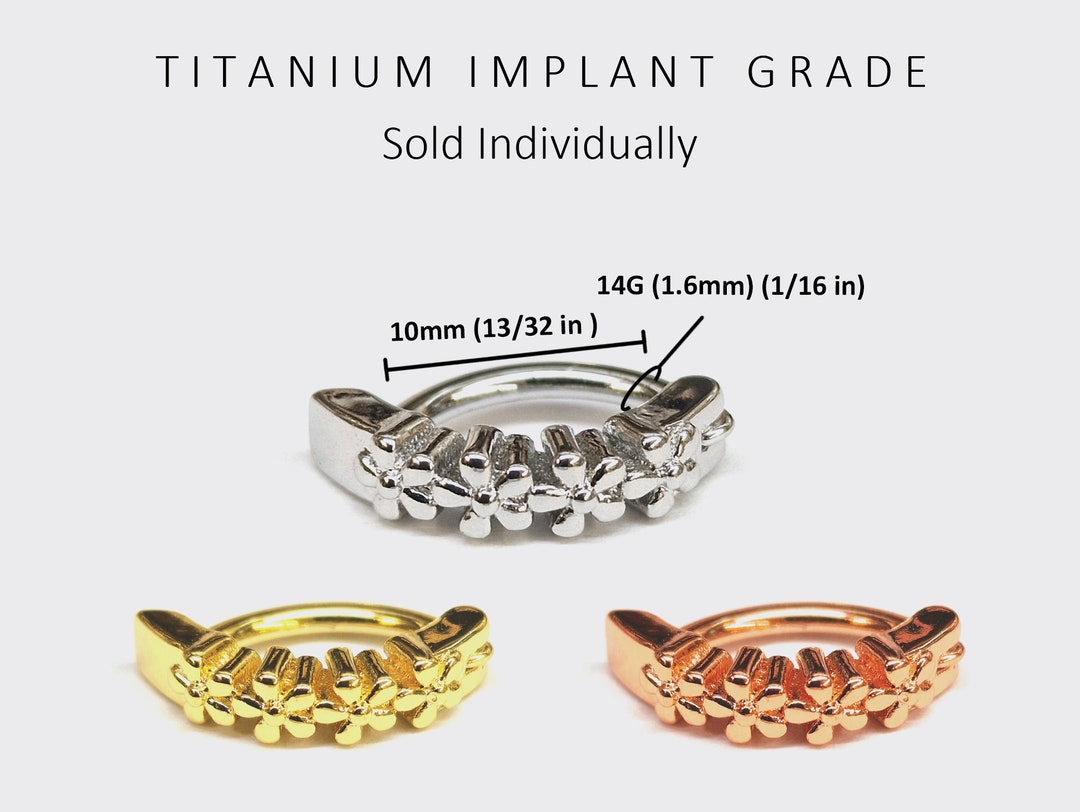 Flower Clicker Belly Ring, Belly Button Piercing, Reverse Belly Bar ...