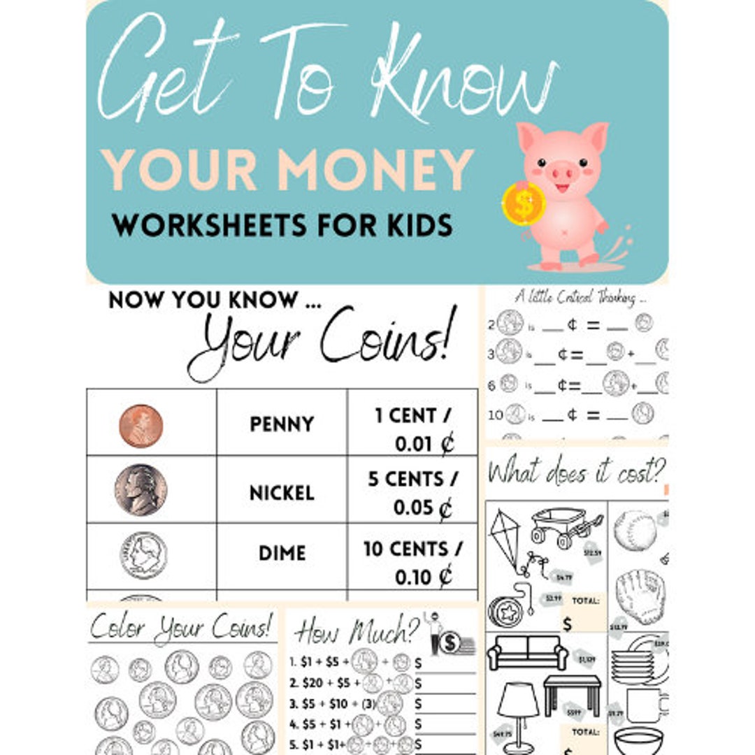 Learn Your Money - Worksheets for Kids - Homeschooling Lessons - Etsy