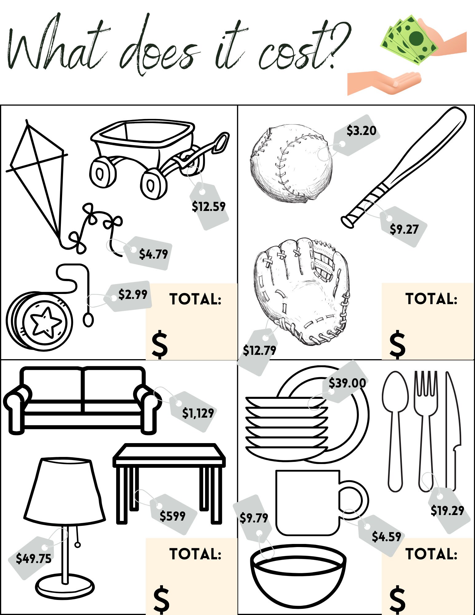 Learn Your Money Worksheets for Kids Homeschooling Lessons - Etsy