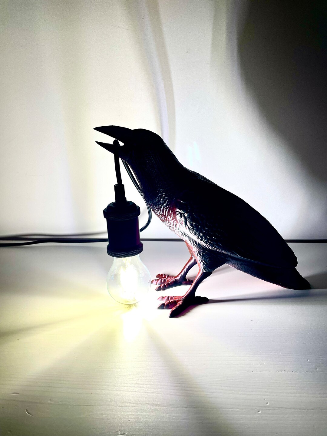 Raven Lamp Holder | Mystical Crow Decoration | Unique Table Lamp | Bird ...