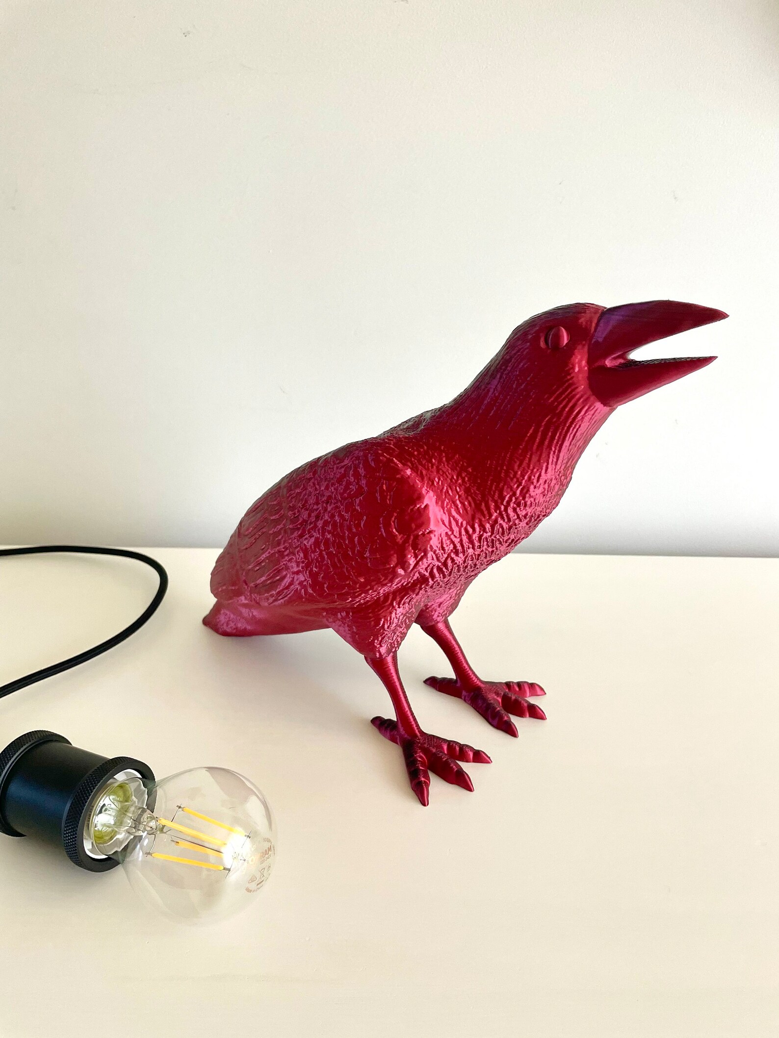 Raven Lamp Holder | Mystical Crow Decoration | Unique Table Lamp | Bird ...