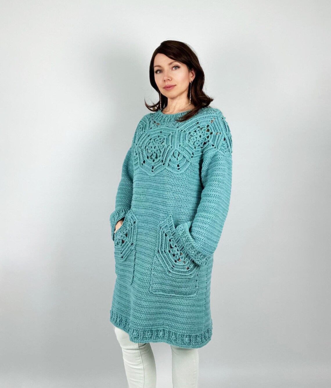 Crochet Long Sweater Pattern/ Crochet Dress Pattern - Etsy