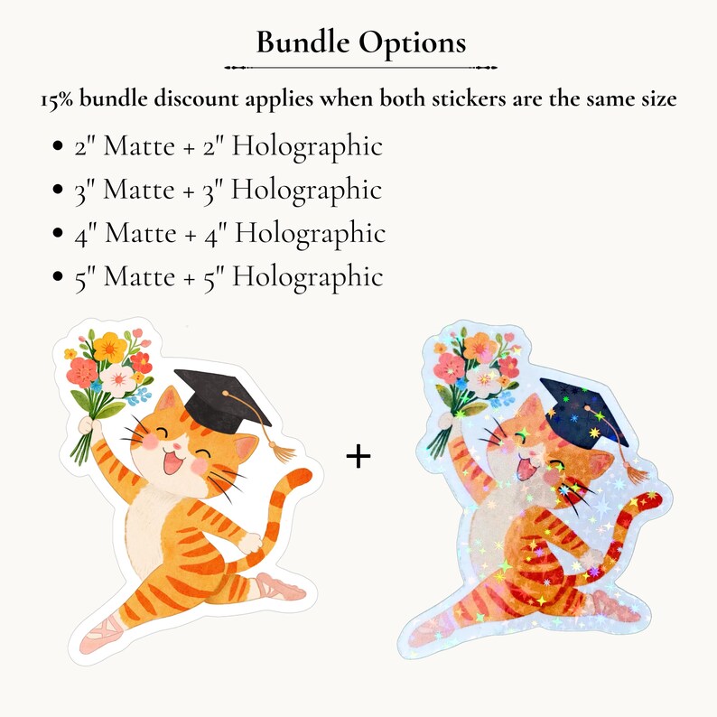 Graduation Cat Sticker | Cute Graduation Gift, Cat Lover Vinyl Sticker ...