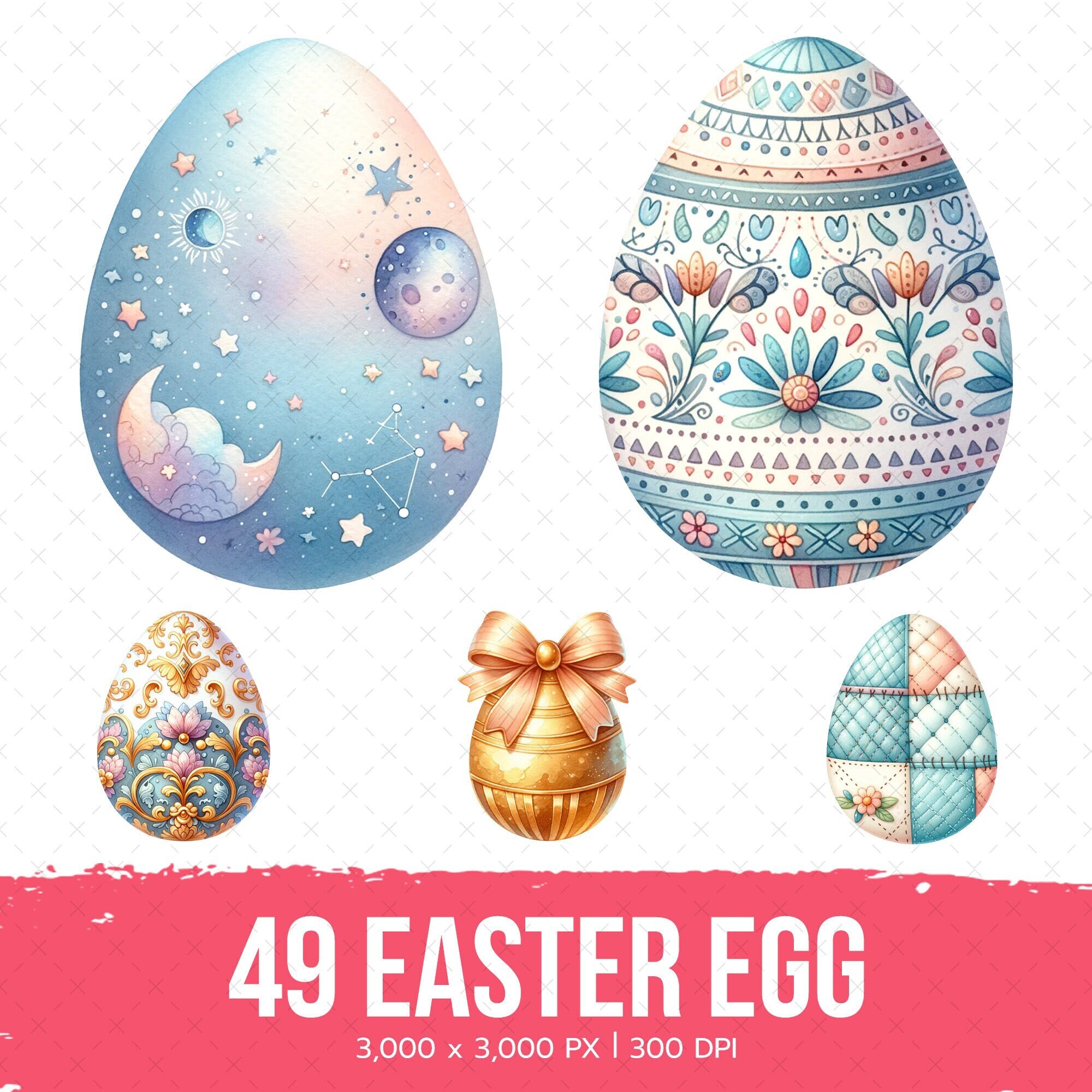 Easter Eggs Clipart, Watercolor Easter Clip Art, Easter PNG, Digital ...