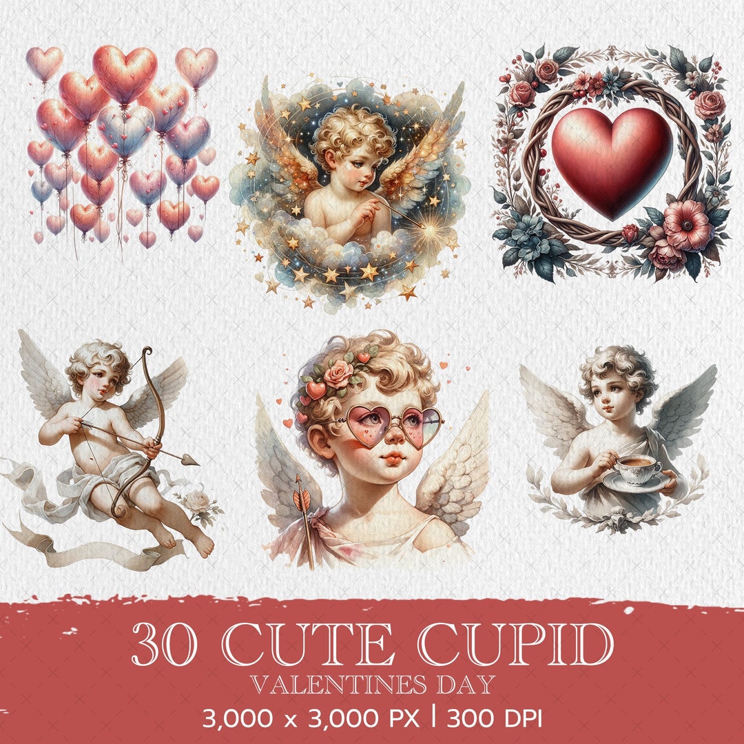 30 Cute Cupid Valentine's Day Clip With Bonus Clip Art, 30 Valentines ...
