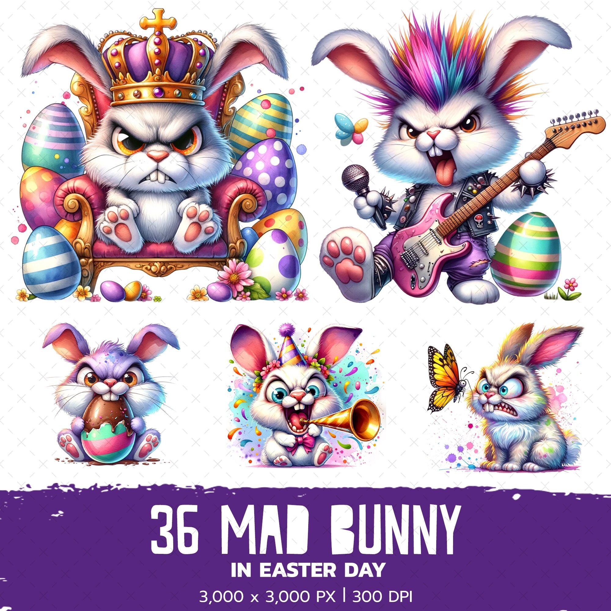 Easter Bunny PNG, Easter Mad Bunny Clipart Collection, Unique Easter ...