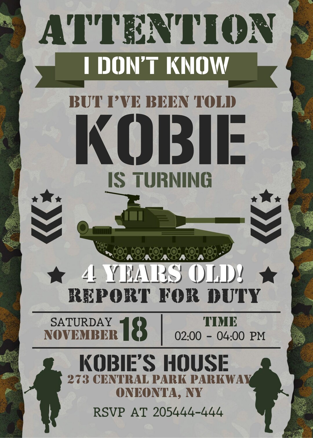 Army Party Invitation - Etsy