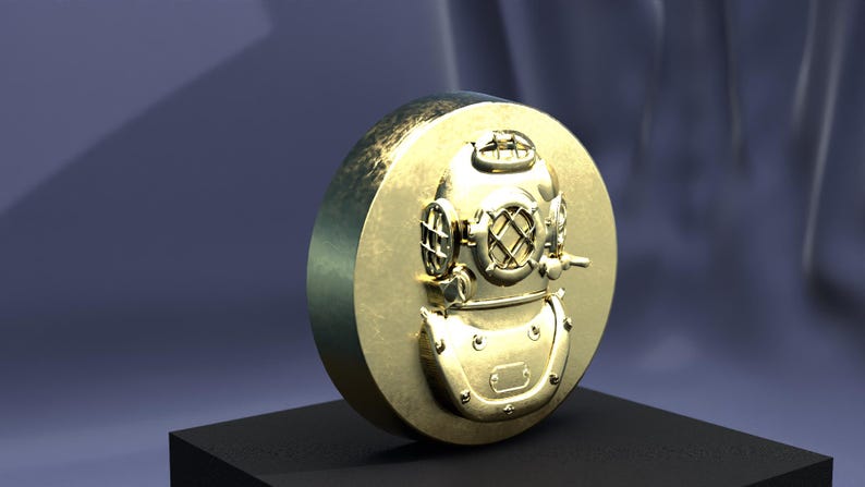 Deep Sea Diver Medallion – Copper, Silver, or Nordic Gold – Vintage ...