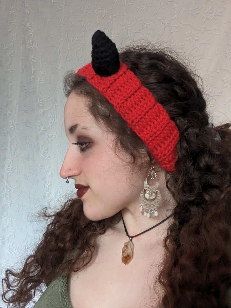 Devil Horns Headband Alt Red and Black Headband With Horns - Etsy