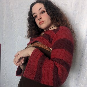 Crochet Red Shrug Sleeves Cute Alt Handmade Red and Maroon Bolero Shrug ...