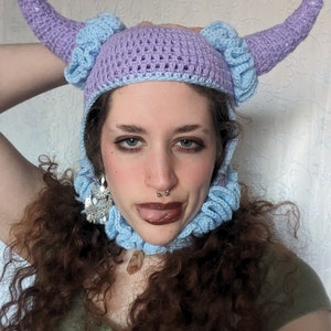 Horned Balaclava- Purple and Blue Monster Balaclava With Horns- Fun ...
