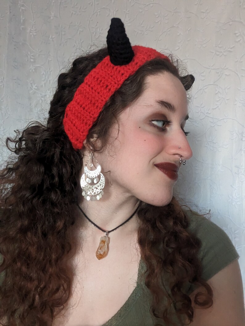 Devil Horns Headband Alt Red and Black Headband With Horns - Etsy