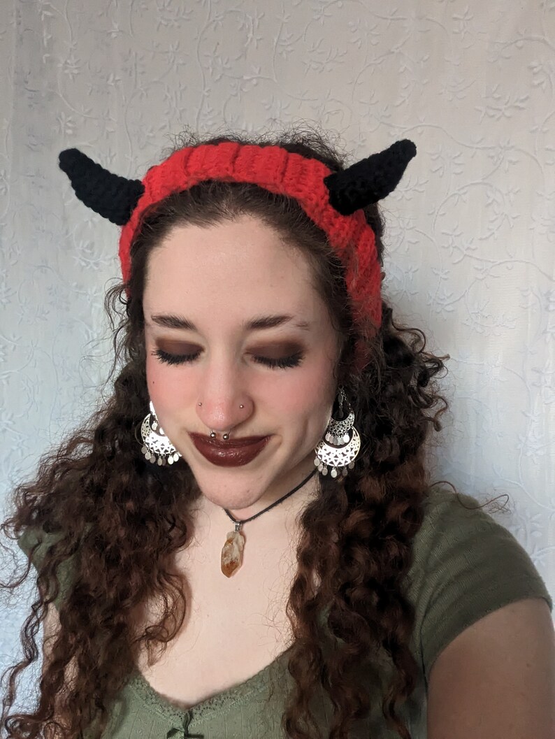 Devil Horns Headband Alt Red and Black Headband With Horns - Etsy