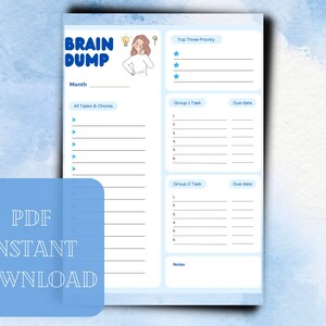 Printable Brain Dump Worksheet PDF Download - Etsy