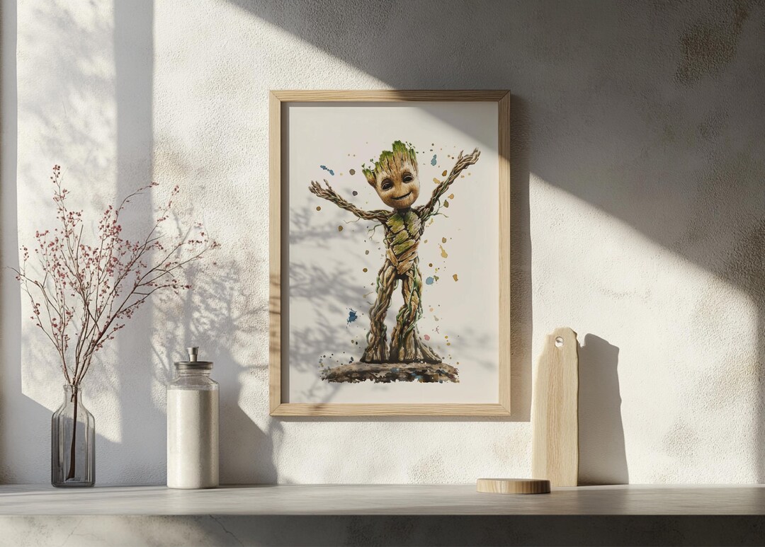Groot Water Color Print, Boys Room Decor, Groot Wall Decor, Kids Wall ...