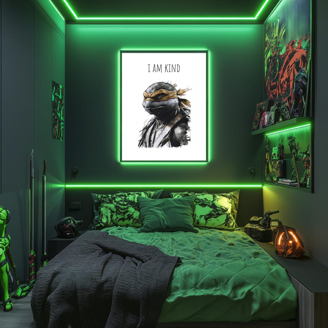 Turtle Affirmation 'I Am Kind' , Boys Room Decor, I Am Kind Ninja ...