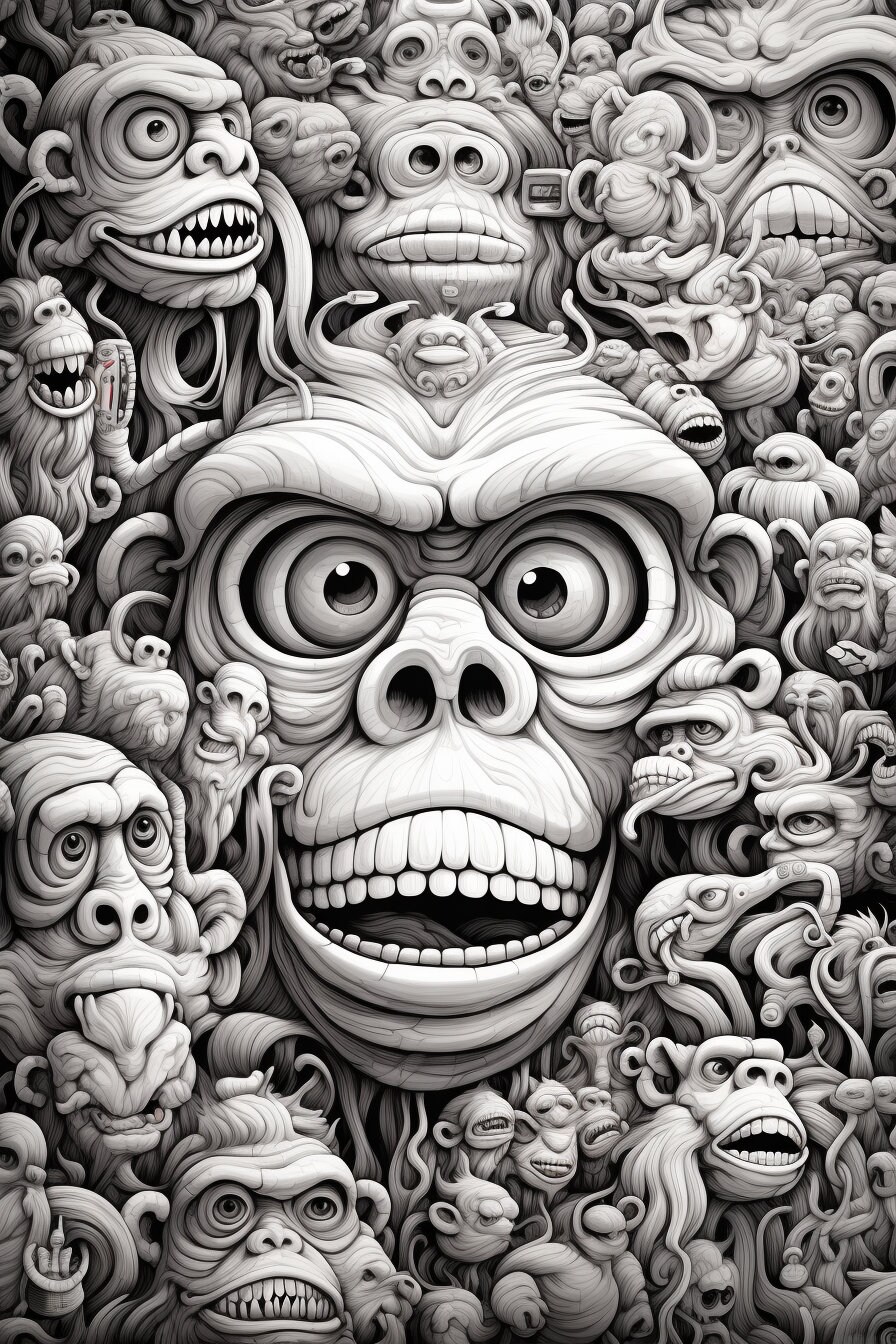 35 Trippy Coloring Pages , Adults Coloring Book, Grayscale Coloring ...