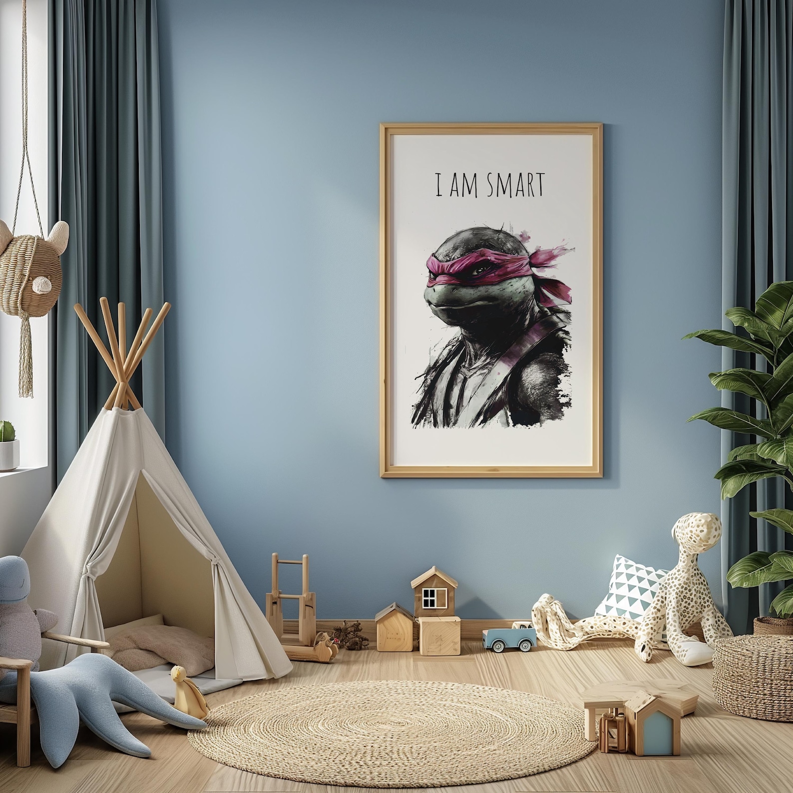 Turtle Affirmation 'I Am Smart' , Boys Room Decor, I Am Smart Ninja ...