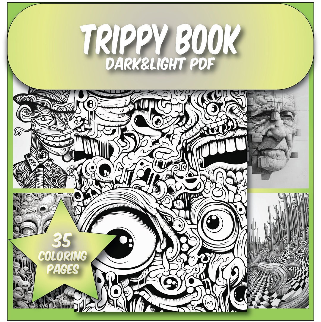 35 Trippy Coloring Pages , Adults Coloring Book, Grayscale Coloring ...