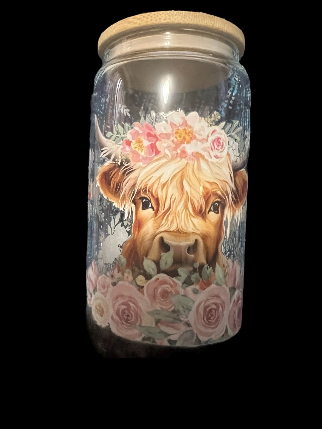 Highland Cow With Pink Roses - Etsy