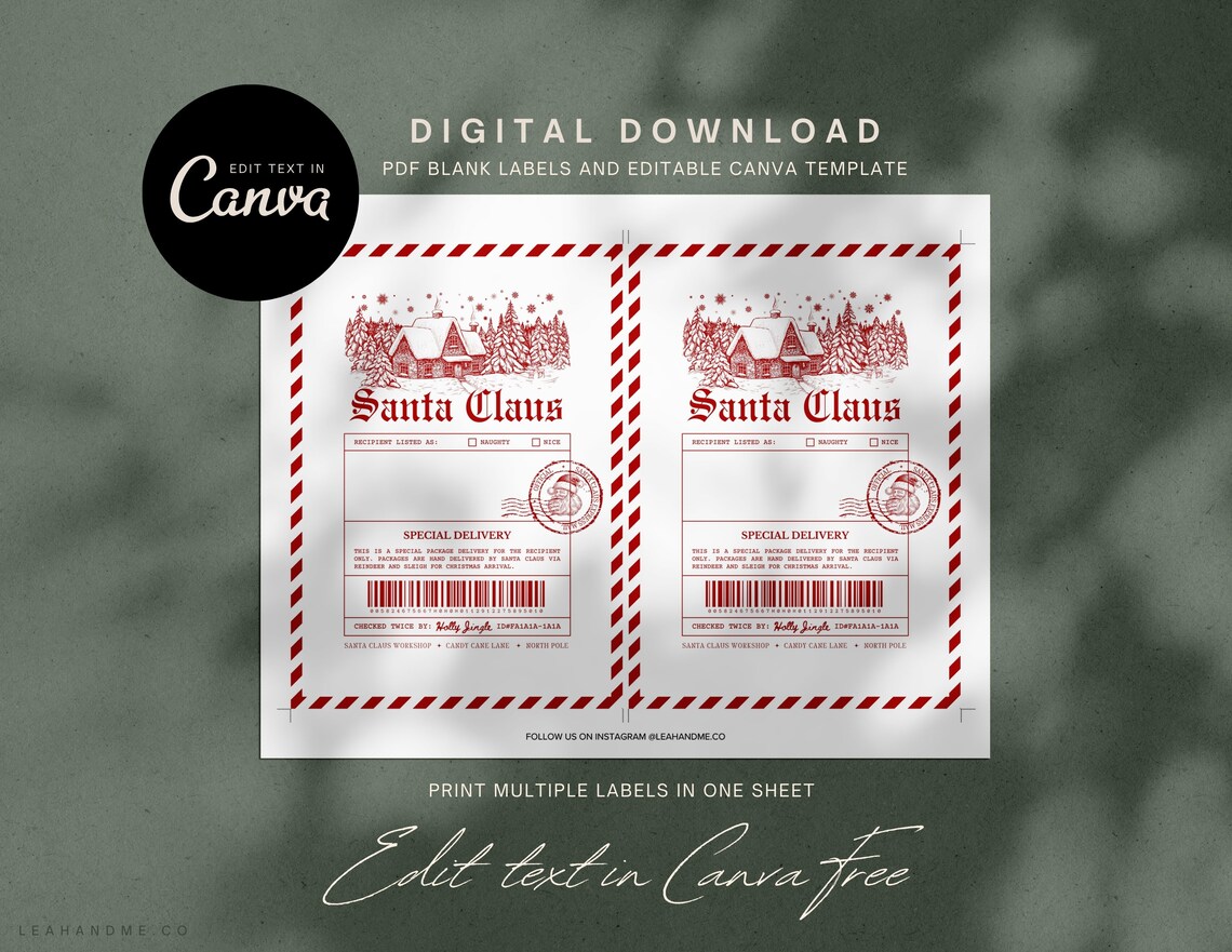 Printable Santa Mailing Label - Santa Express Christmas Shipping Label ...