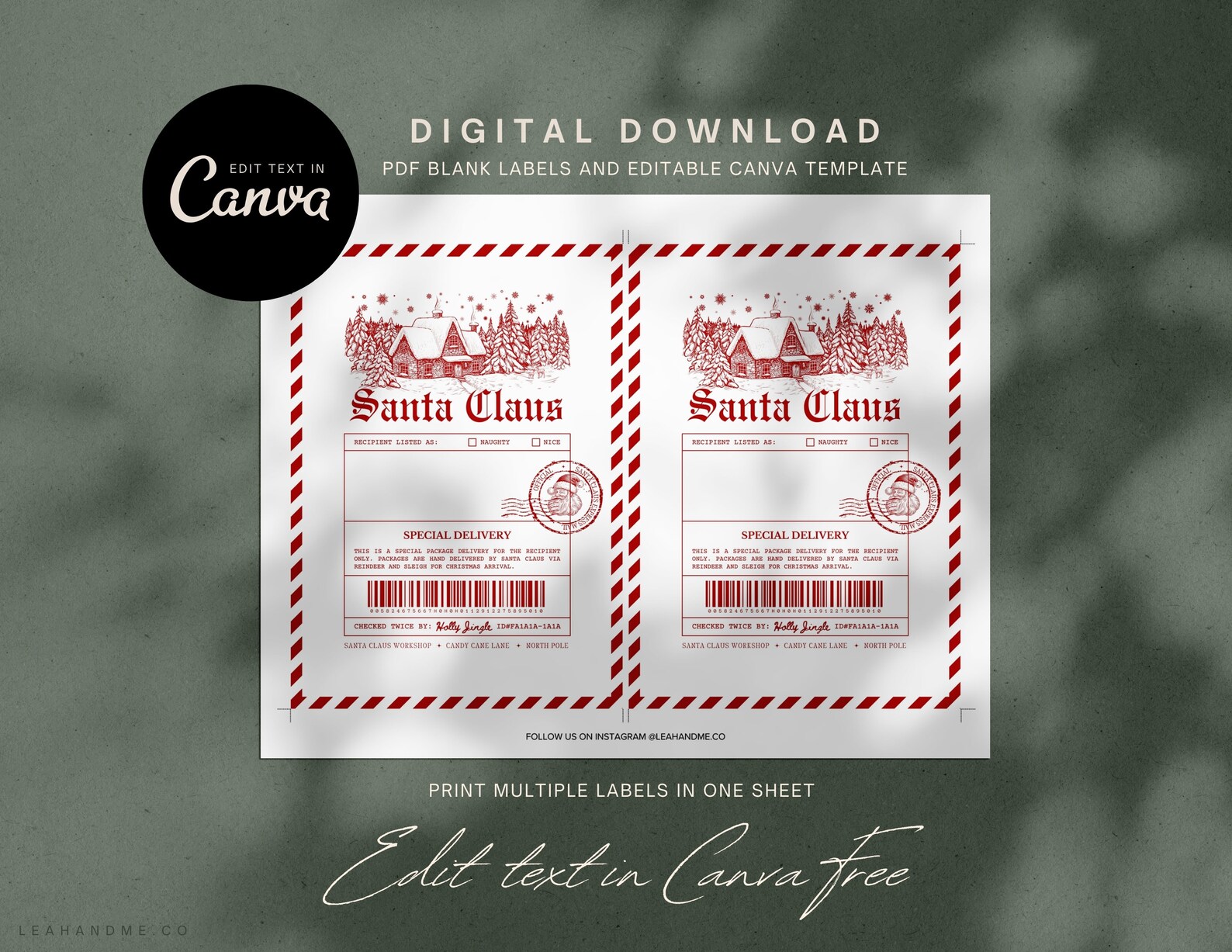 Printable Santa Mailing Label - Santa Express Christmas Shipping Label ...