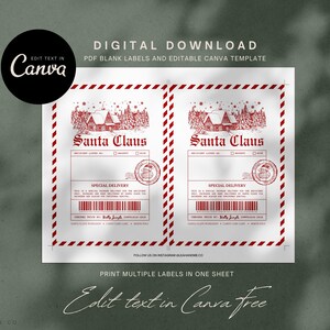 Printable Santa Mailing Label - Santa Express Christmas Shipping Label ...