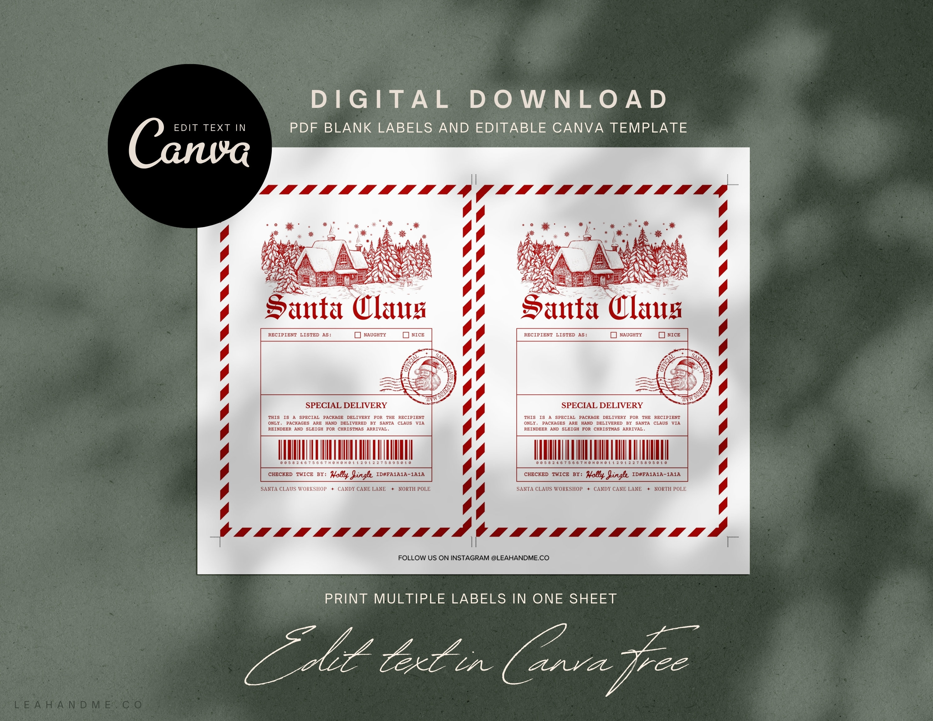 Printable Santa Mailing Label - Santa Express Christmas Shipping Label ...