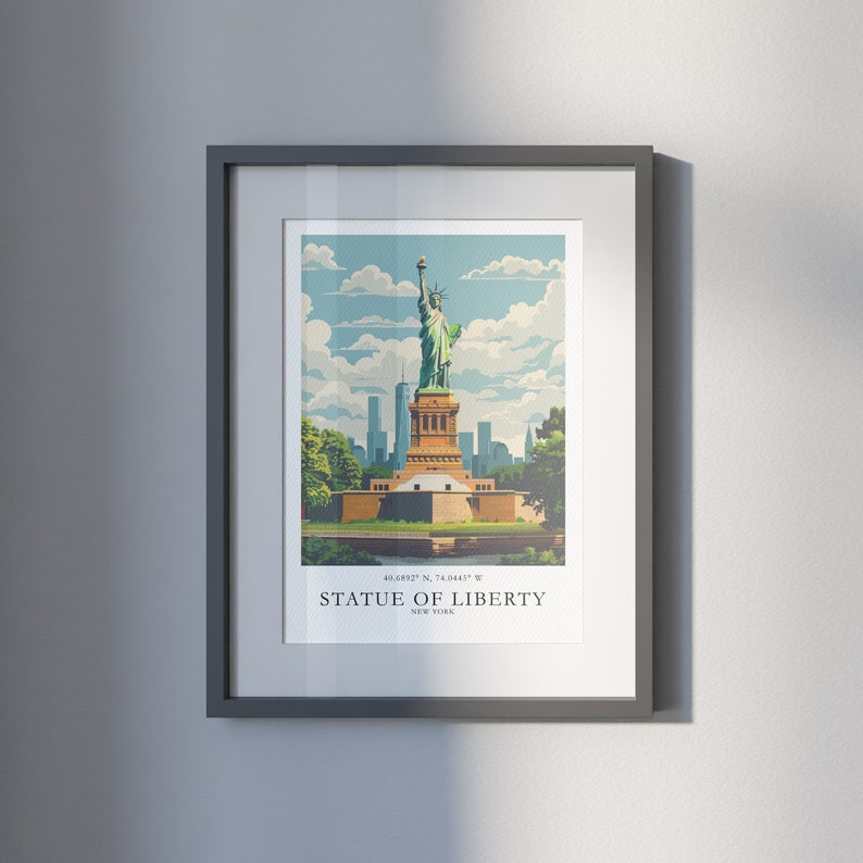 Statue of Liberty, New York Retro Poster | Printable Wall Art | Digital ...