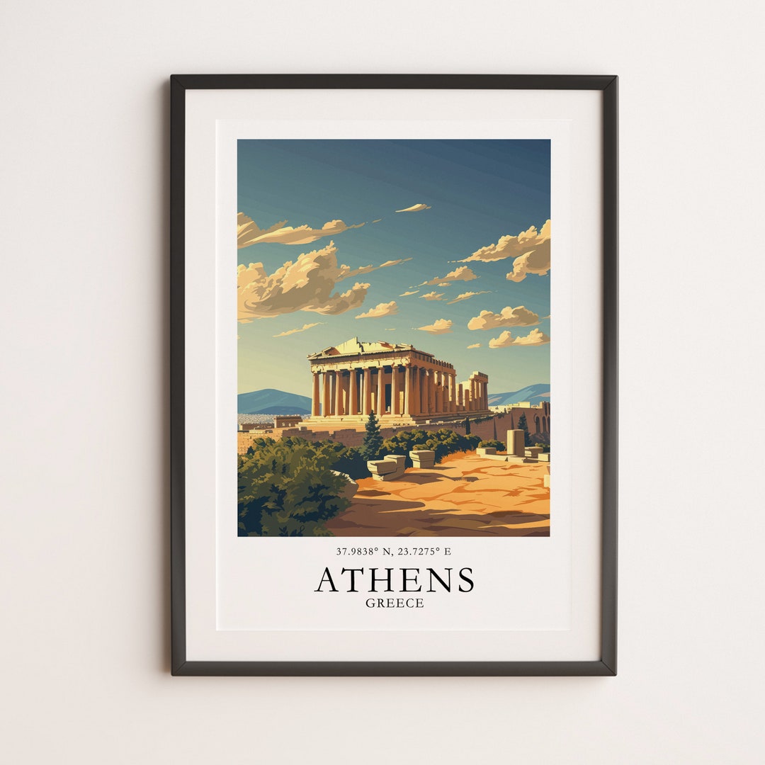 Athens, Greece Retro Poster Printable Wall Art Digital Wall Art Digital ...
