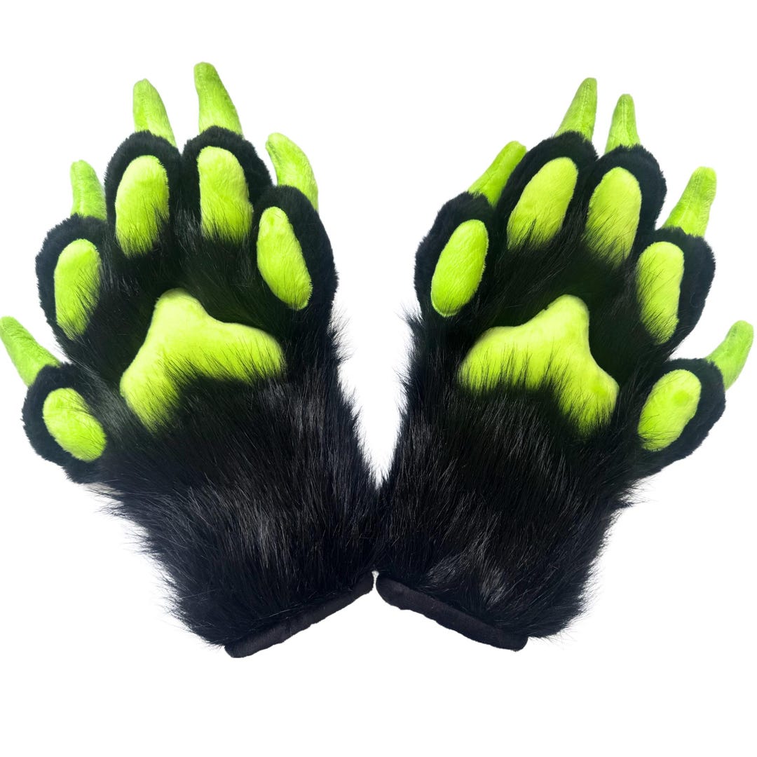 Fursuit Paws Five Fingers Lime Green Large Claws - Etsy
