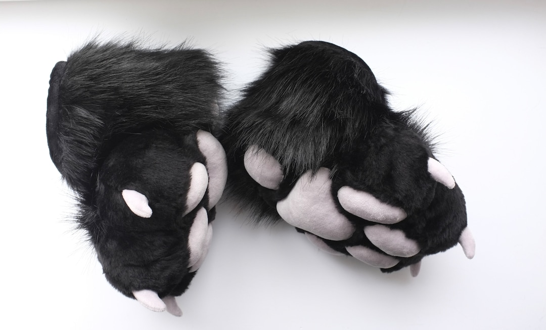 Black Feet Paws, Black Fluffy Paws, Furry Fursuit Paws, Fursuit Indoor ...