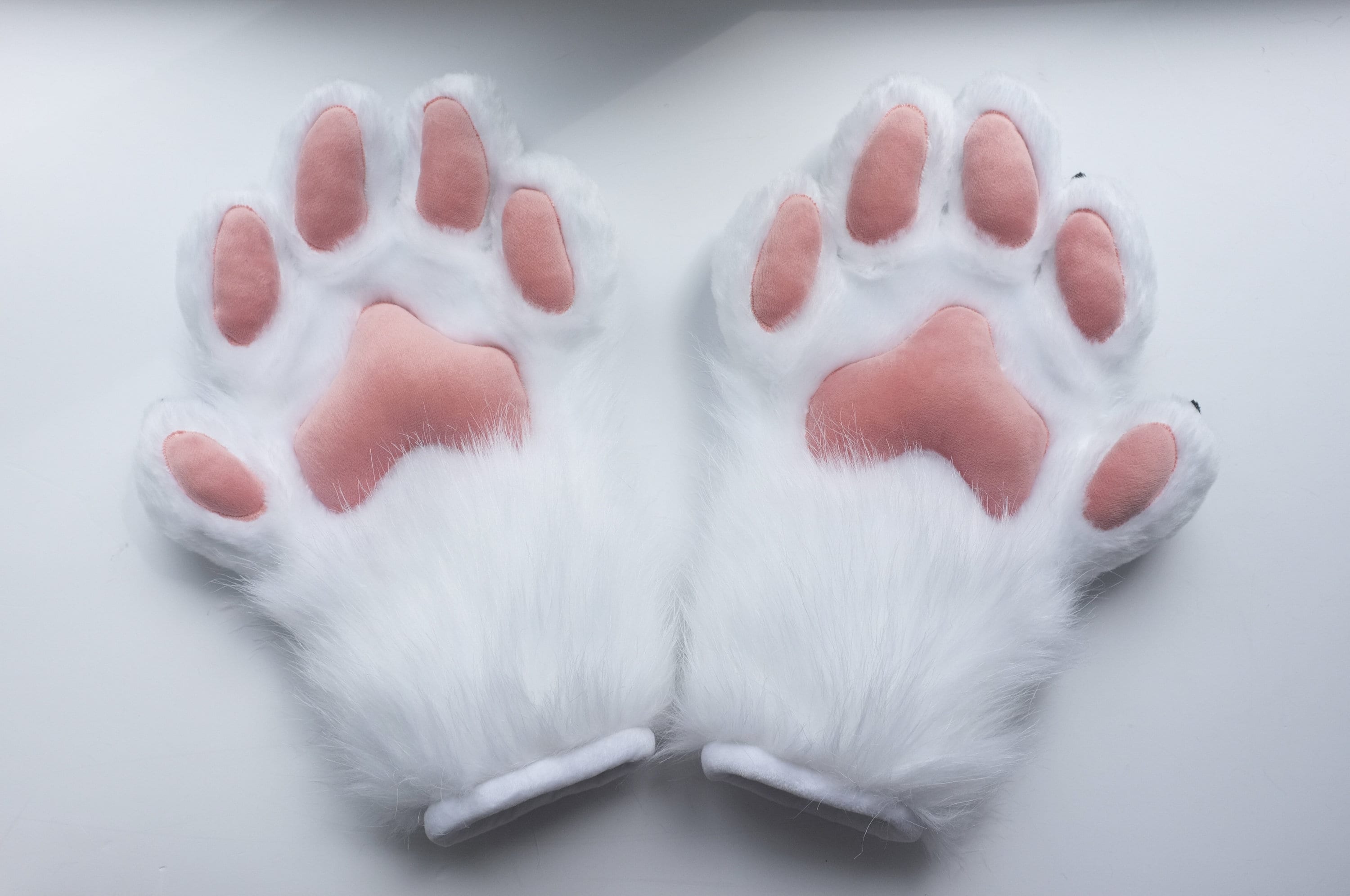 White Five Finger Paws, Paw Gloves White, Fluffy Fursuit Paws, Fursuit ...