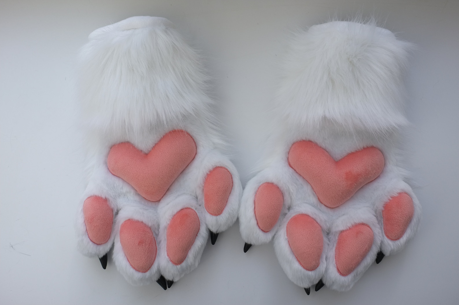 White Four Finger Furry Paws, Fur Handpaws With Salmon Pink Pads - Etsy