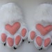 White Four Finger Furry Paws, Fur Handpaws With Salmon Pink Pads - Etsy