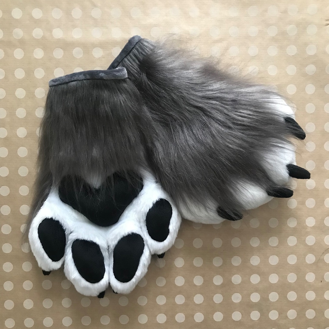 Grey Fursuit Paws, Furry Gloves, Paw Hand Gloves, Furry Paws Grey ...