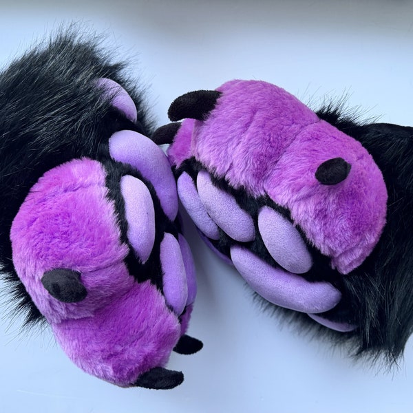Purple Furry Paw Feet Etsy