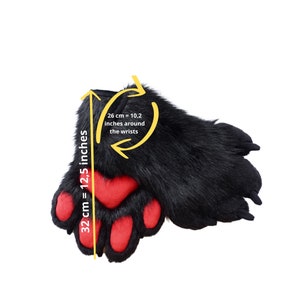 Red Puffy Paws, Fursuit Paws Black, Furry Paws Red - Etsy